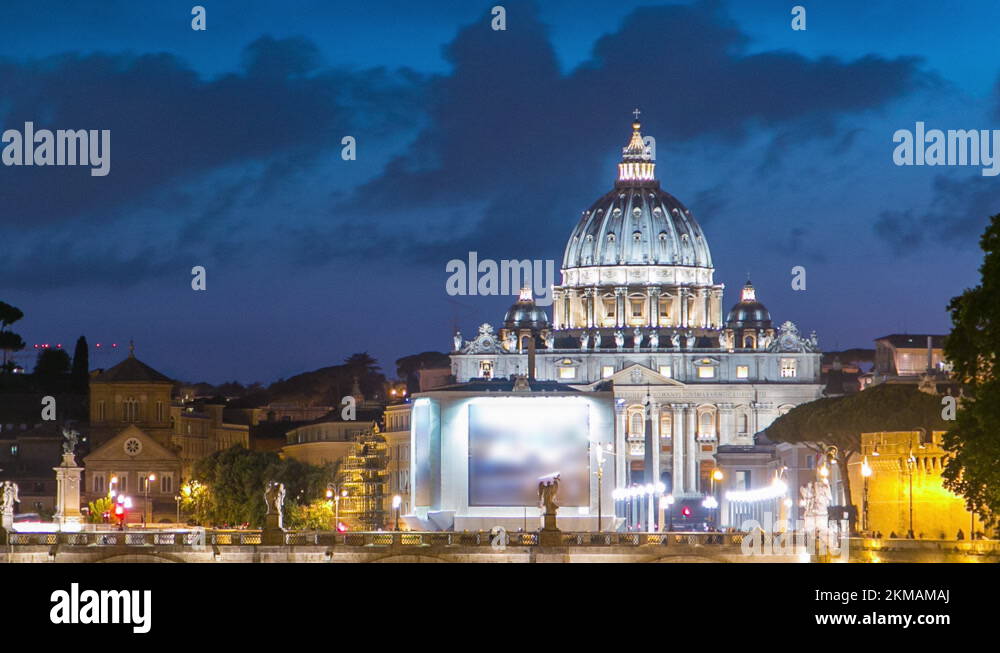 St. Peter's Basilica, Saint Angelo Bridge and Tiber River after the ...