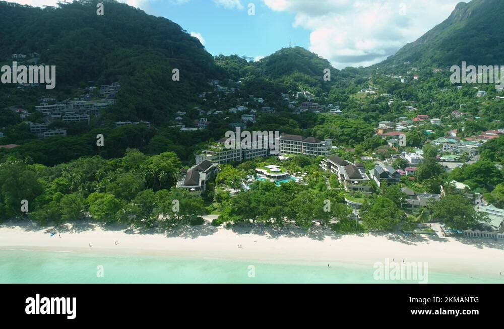 Video review from the drone of the Savoy Seychelles Resort Stock Video ...