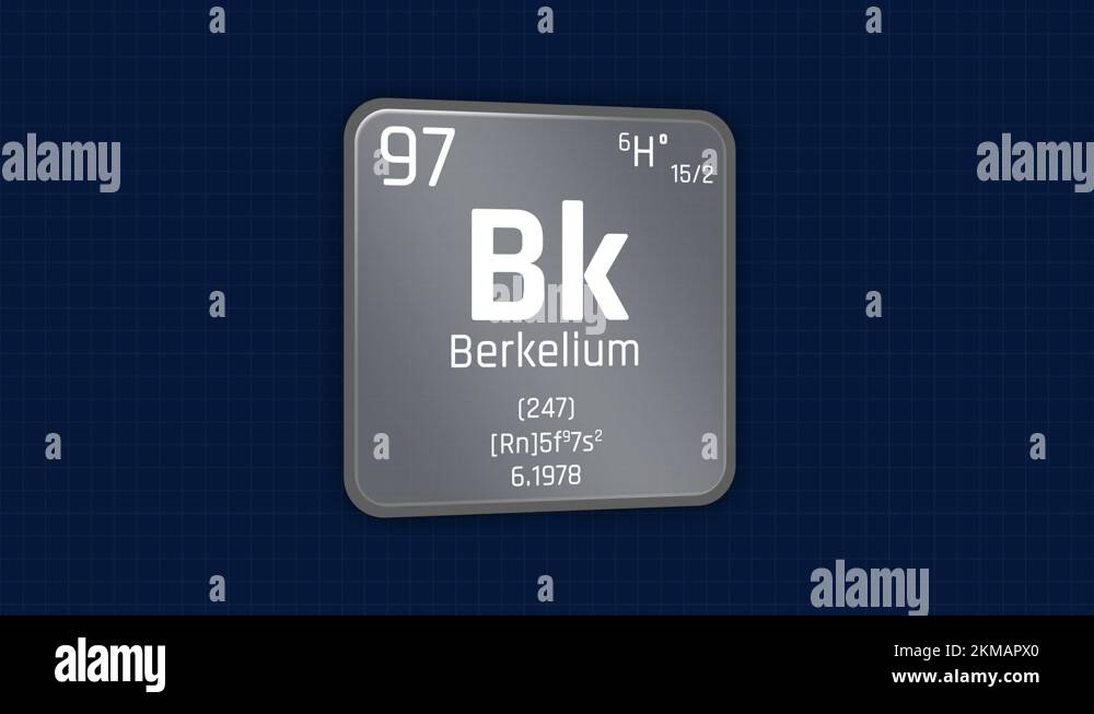 Berkelium or Bk Element Periodic Table Animation on Grid Background ...