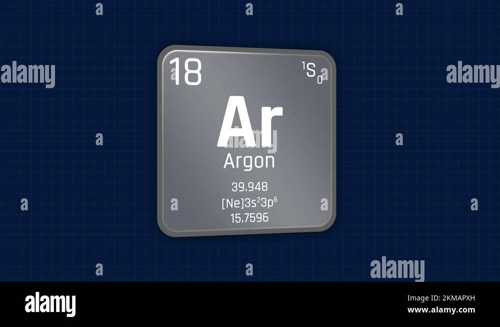 Argon or Ar Element Periodic Table Animation on Grid Background Stock ...