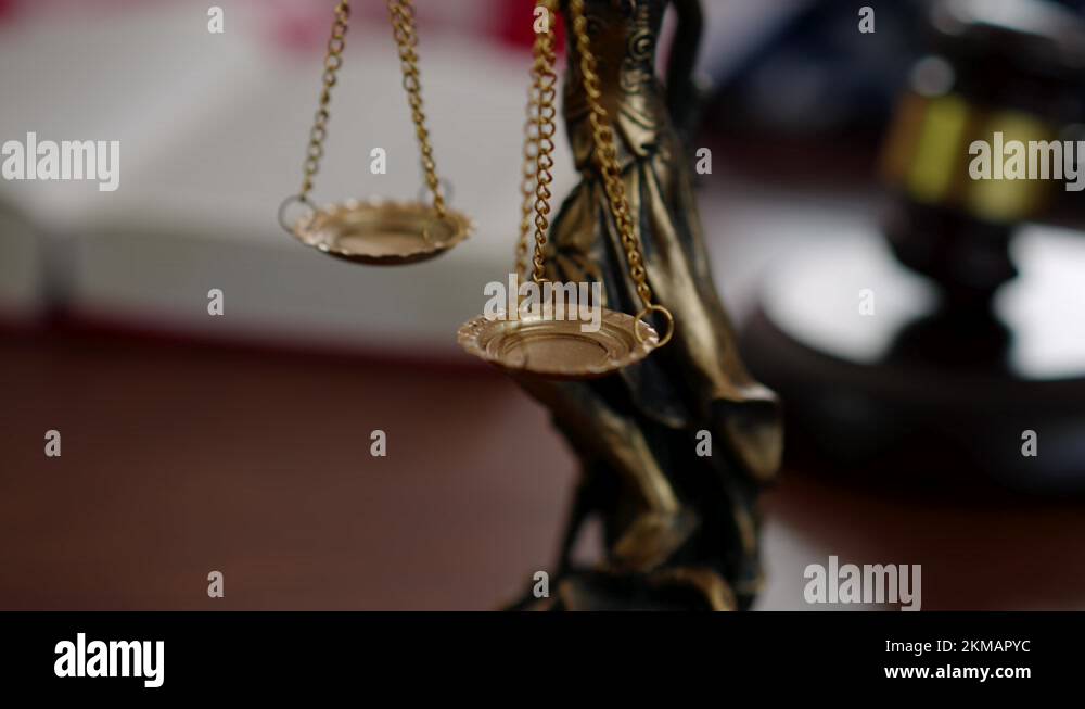 Cinematic Scales Of Justice In American Courtroom, Establishing Shot ...