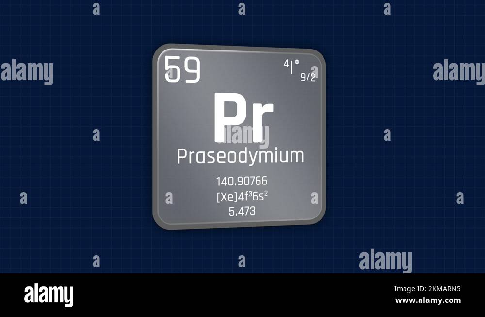 Praseodymium or Pr Element Periodic Table Animation on Grid Background ...