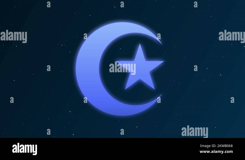 Star and Crescent Symbol of Islam Animation on Space Background Stock ...