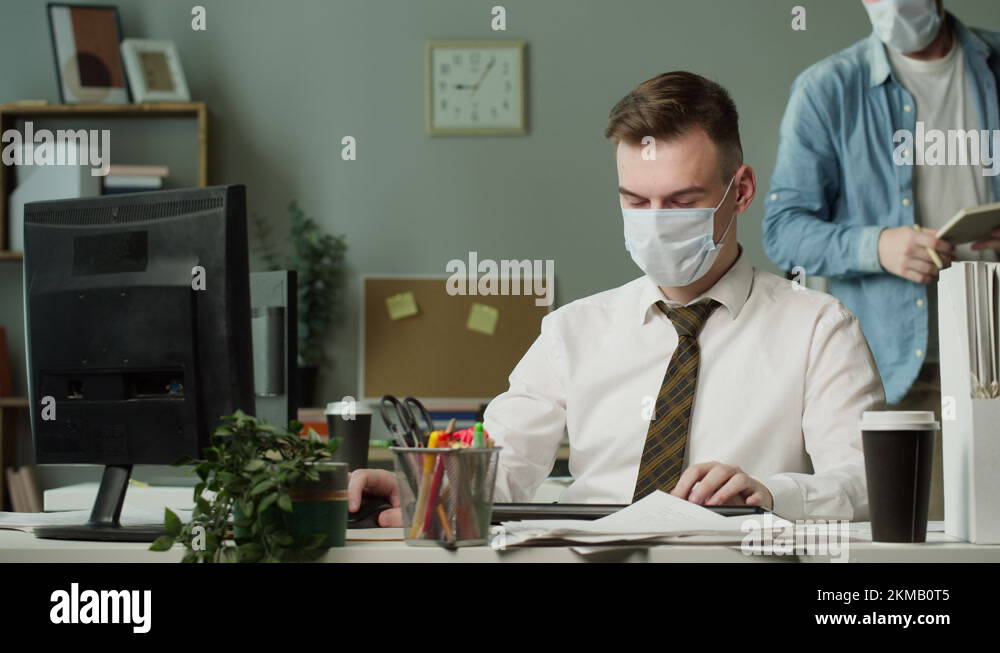 Employee job worker working face mask masks Stock Videos & Footage - HD ...