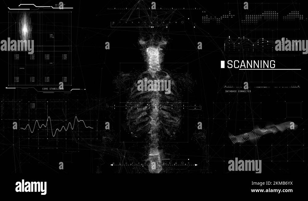 Futuristic human body scan, medical equipment interface, diagnostics ...