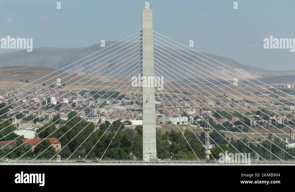 Cable Bridge with Traffic Side View Stock Video Footage - Alamy