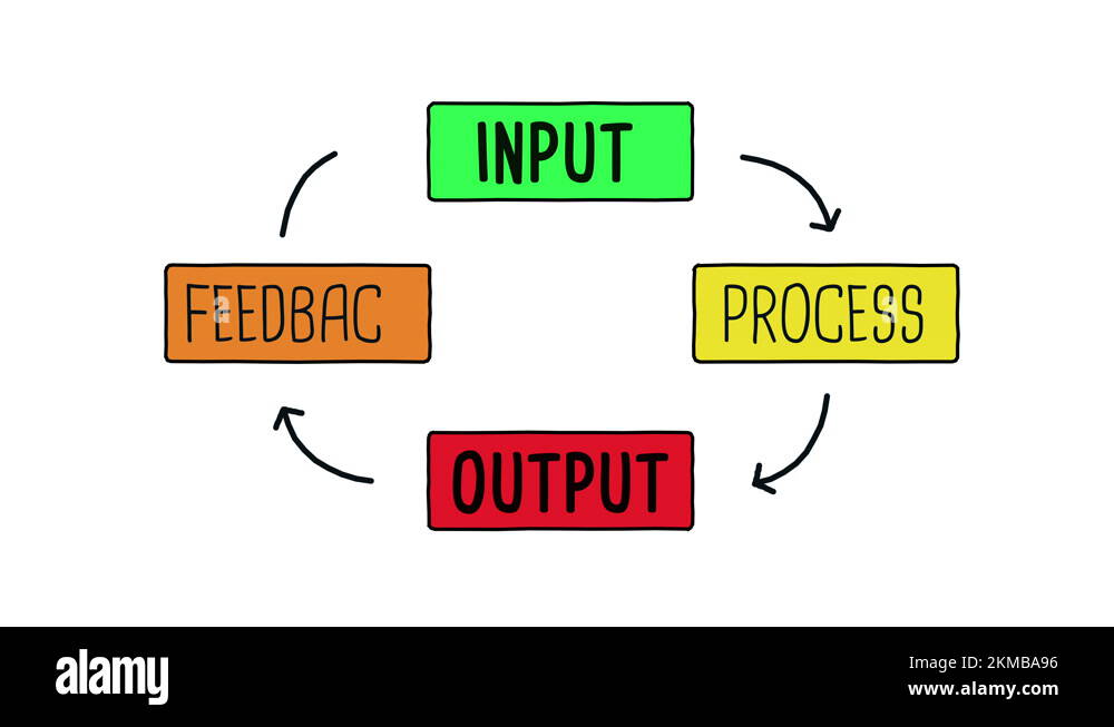 Input Process Output Feedback Diagram Concept Animation on White ... Input Process Output Feedback Diagram Concept Animation on White ...