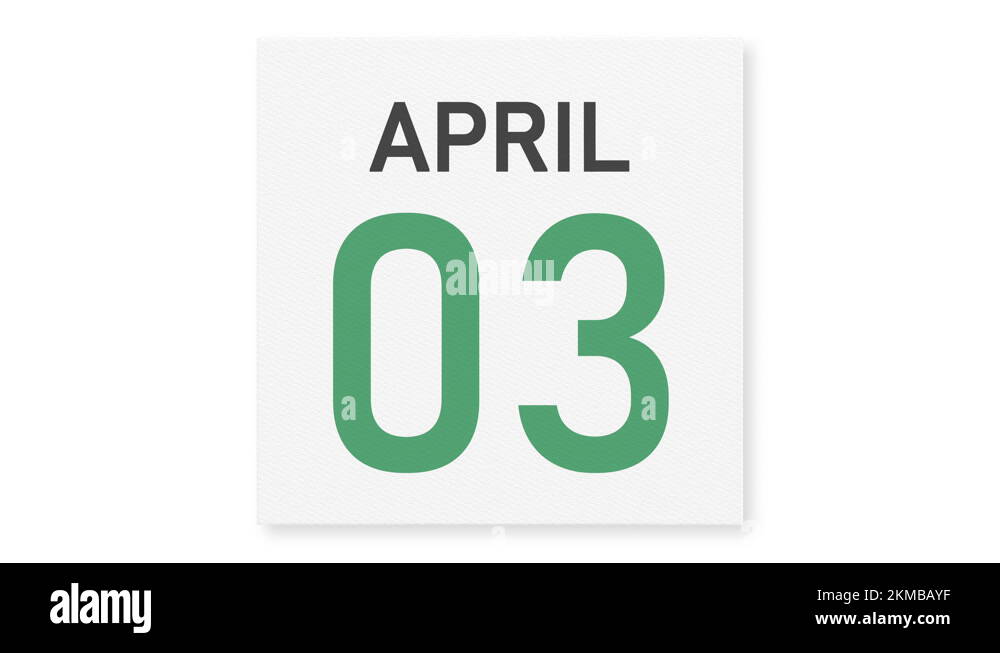 April 4 date behind crumpled paper page of a calendar, 3d animation ...