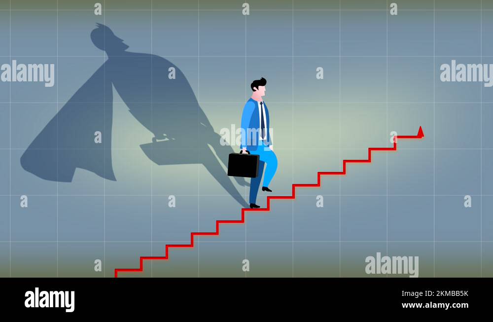 Cartoon businessman character with super hero shadow Stock Video ...