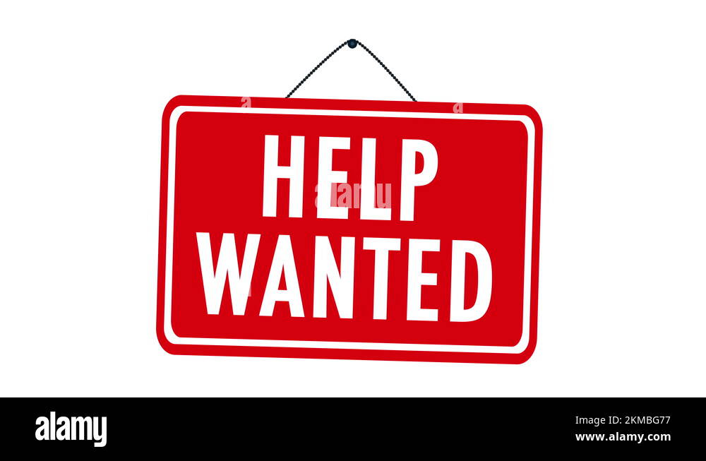 Help Wanted Sign Animation on White Background and Green Screen Stock ...