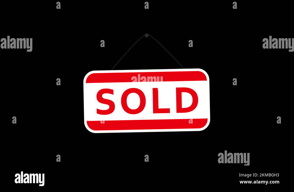 Sold Red Sign Animation on Black Background and Green Screen Stock ...