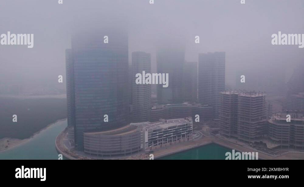 Aerial View of Heavy Air Pollution in Abu Dhabi, Emirates, Dangerous ...