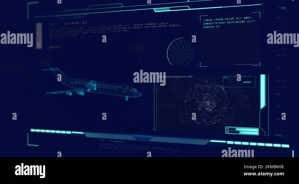 Animation of 3d airplane drawing with scope scanning and data processing Stock Video Footage - Alamy