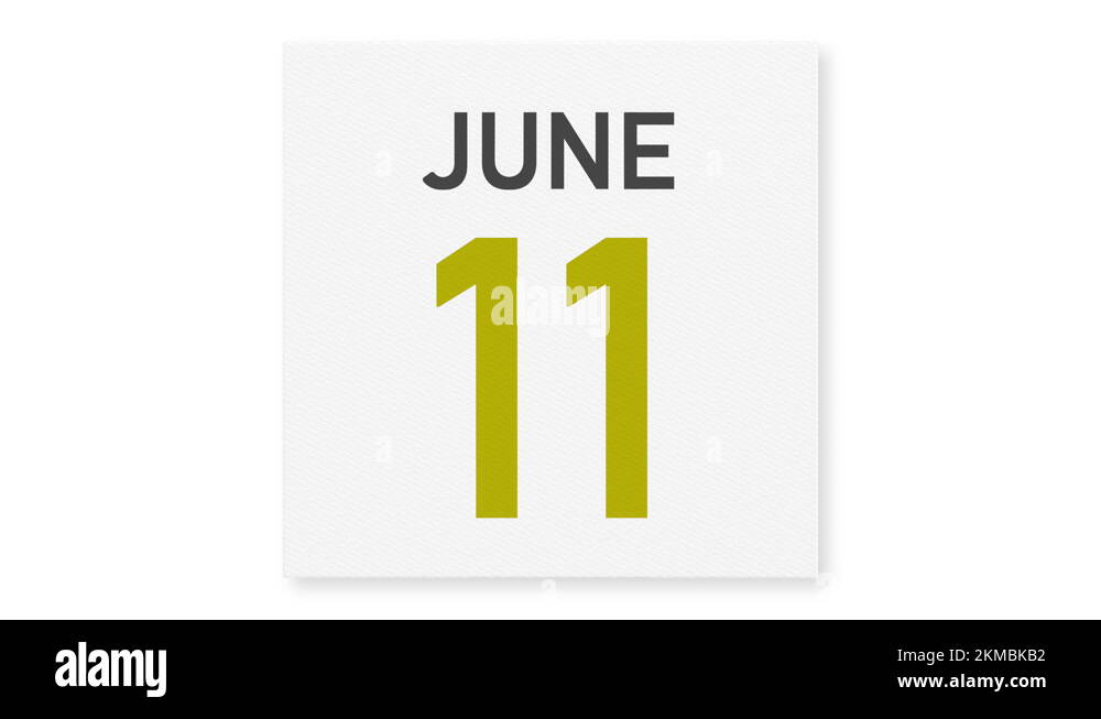June 12 date behind crumpled paper page of a calendar, 3d animation ...