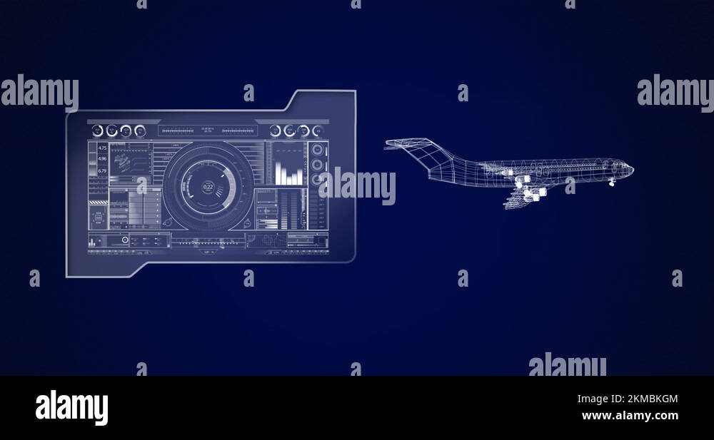 Animation of 3d airplane drawing with scope scanning and data processing Stock Video Footage - Alamy