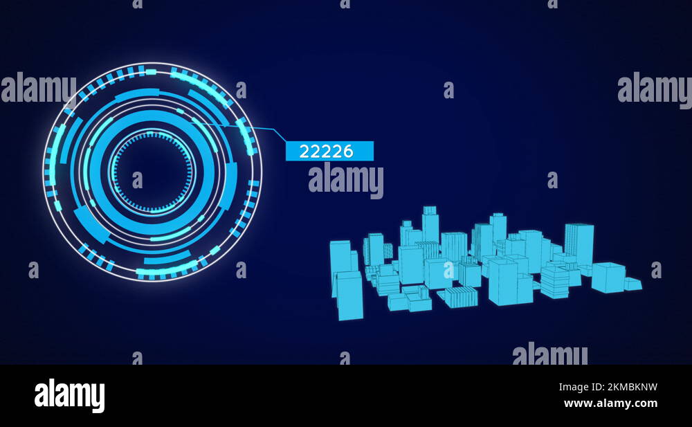 Animation of 3d architecture city drawing with scope scanning and data ...