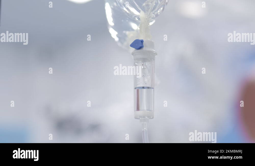 Closeup of IV drip in hospital. medicine or antibiotic therapy and ...