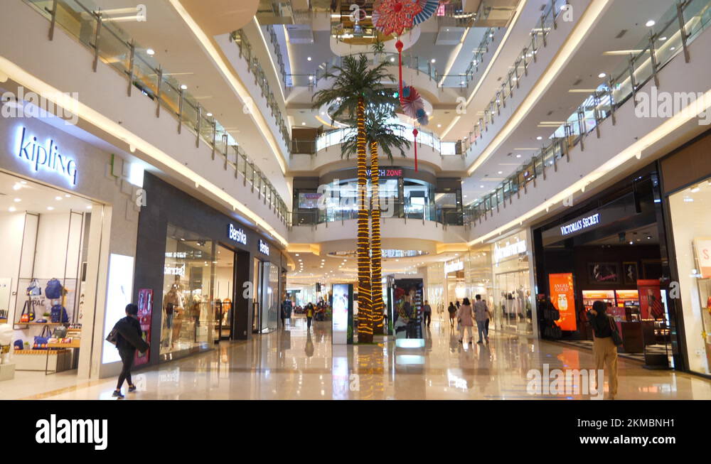 jakarta center shopping mall hall interior slow motion panorama 4k ...