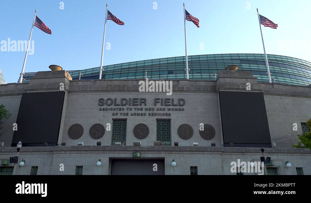 American Flags Flying Outside Chicago Bears Soldier Field Football ...