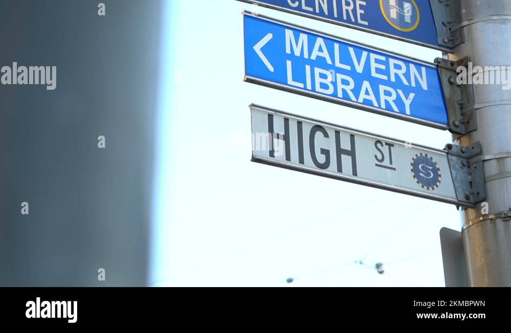 Direction for Malvern library in High street, Armadale, Australia Stock ...