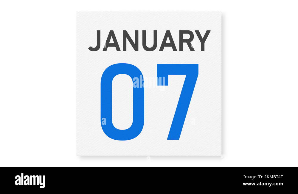January 8 date behind crumpled paper page of a calendar, 3d animation ...
