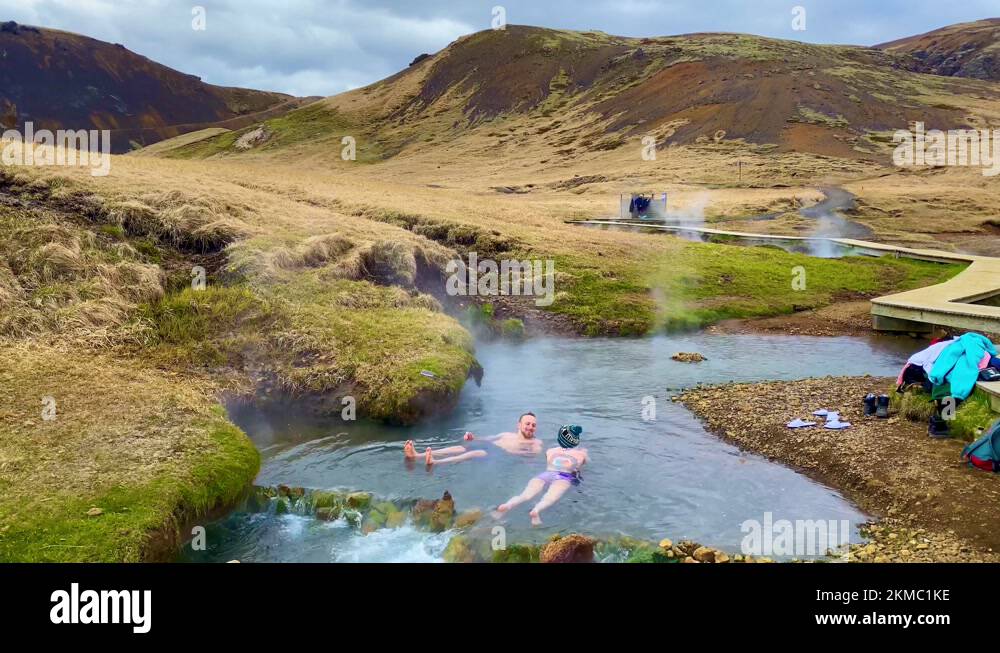 People bathe and soak in the hot springs and rivers of the Hveragerdi ...