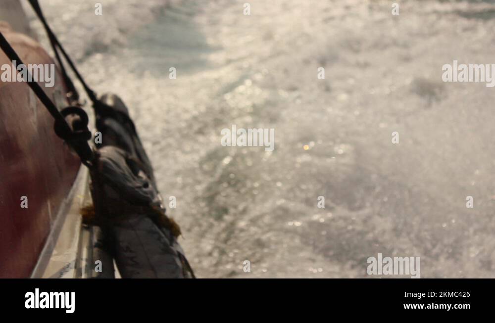 Close Up shot of Back of Jet Boat With Rooster Tail Leaving Wave Stock ...