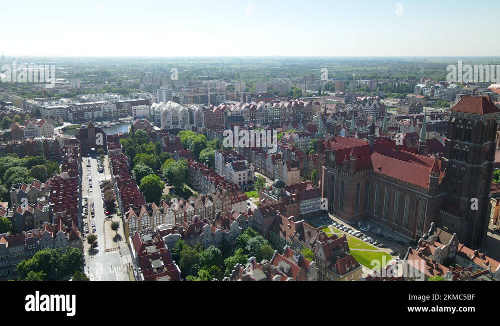 Bird's Eye View Of The Old Town In Gdansk With Beautiful Architecture ...