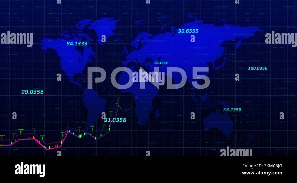 Animation of numbers changing and data processing with world map Stock ...
