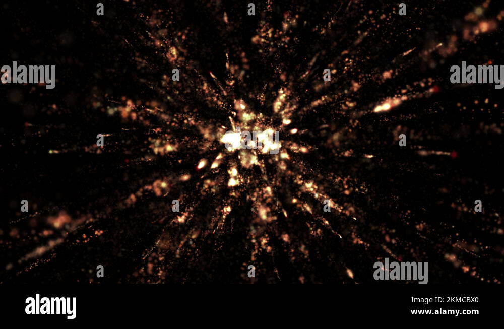 Explosion Spark and Particles Moves in isolated black background Stock ...