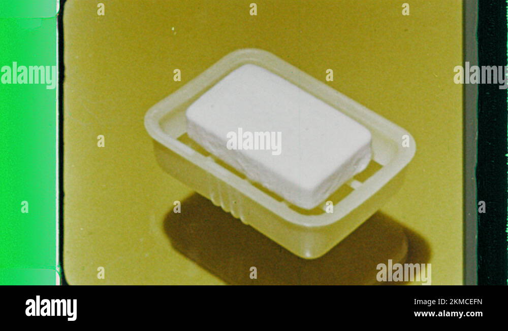 1960s: Soap in soap dish. Animation. Patient lays in bed. Green fog and ...