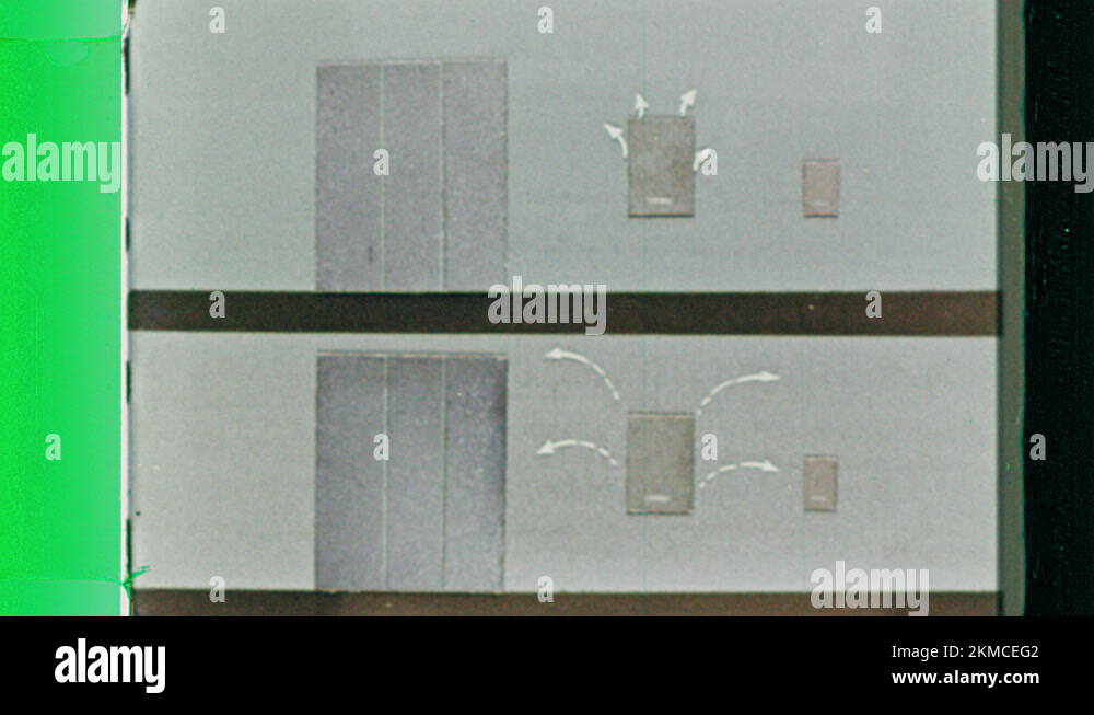 1960s: Animation. Elevator, dumbwaiter and laundry chute in wall ...