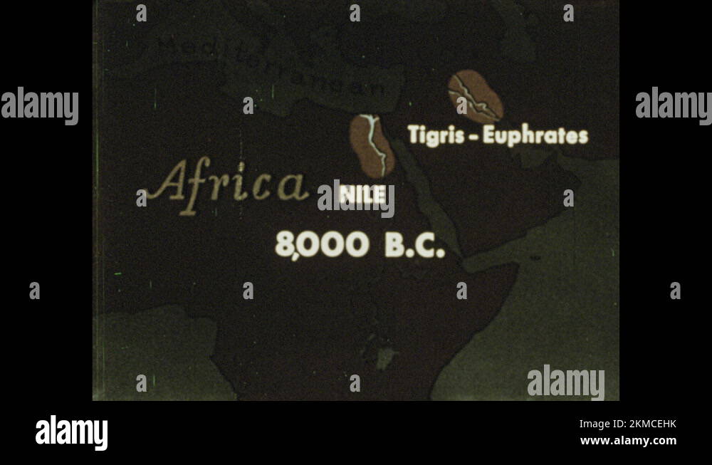 1970s: Map of Middle East, rivers appear. Map of Nile Valley, arrows ...