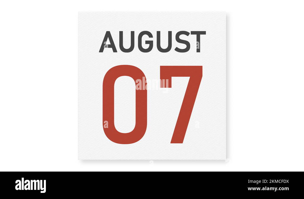 August 8 date behind crumpled paper page of a calendar, 3d animation ...