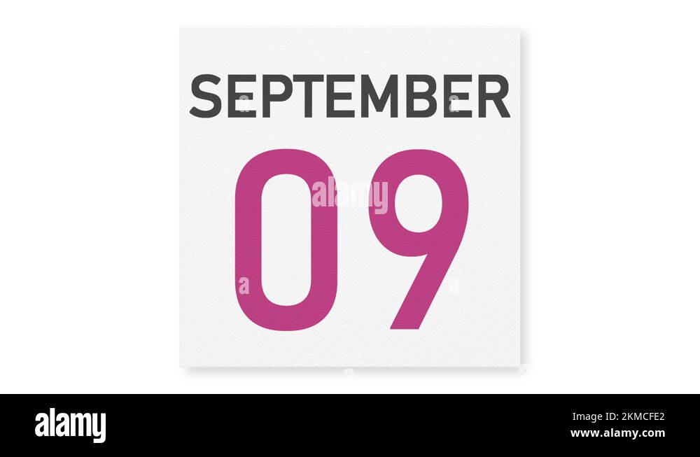 September 10 date behind crumpled paper page of a calendar, 3d ...