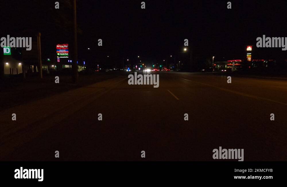 Driving plate of reverse shot roads and highways on a very dark night ...