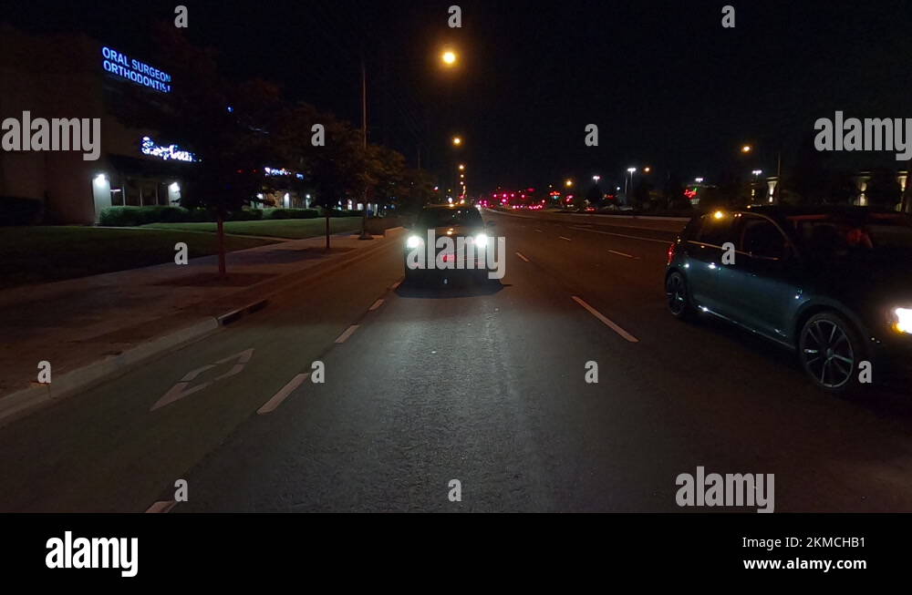 Pov Driving Plate Reverse Shot Roads And Highways On A Very Dark Night Stock Video Footage Alamy 