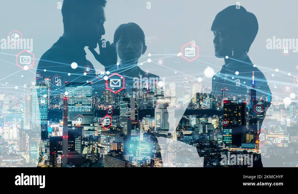 Business communication network concept. Software as a service. Digital ...