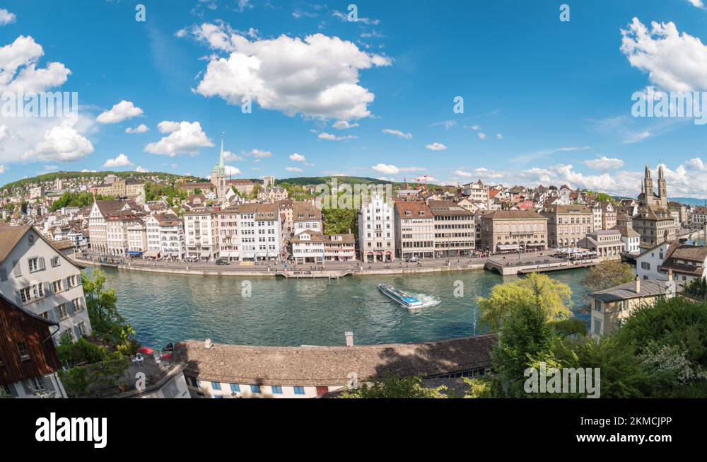 Zurich Switzerland time lapse 4K, city skyline timelapse from Lindenhof ...