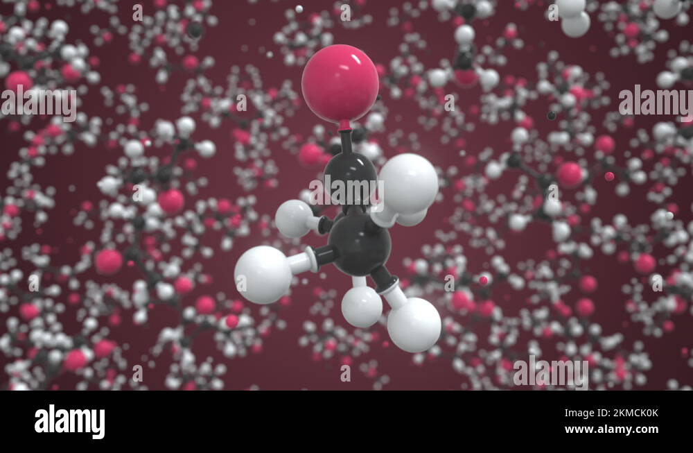 Acetone molecule, conceptual molecular model. Scientific looping 3d ...