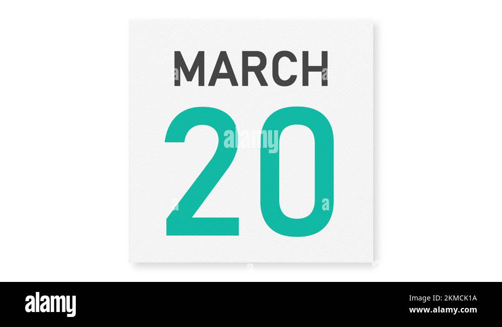 March 21 date behind crumpled paper page of a calendar, 3d animation ...