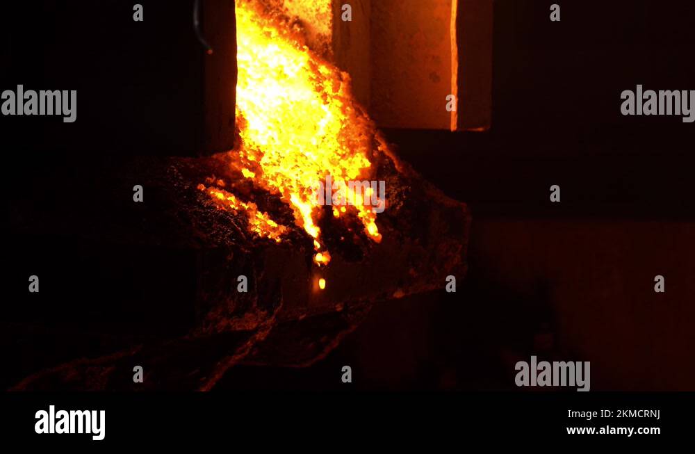 Molten metal drips from the blast furnace, steel production Stock Video ...