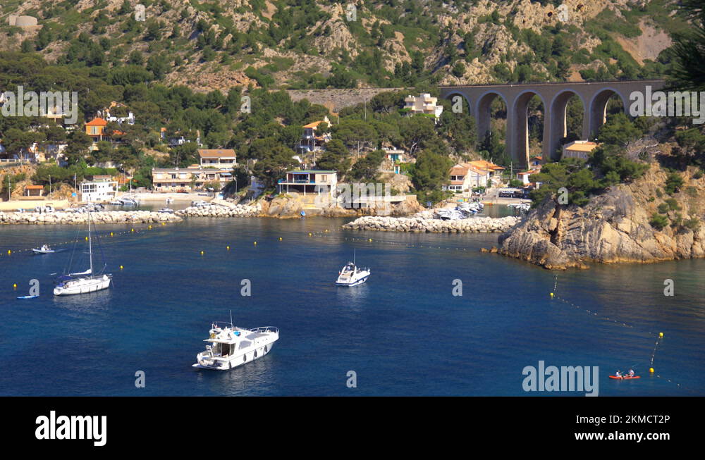 Calanque of Mejean, a little port of the Blue Coast near Marseille ...