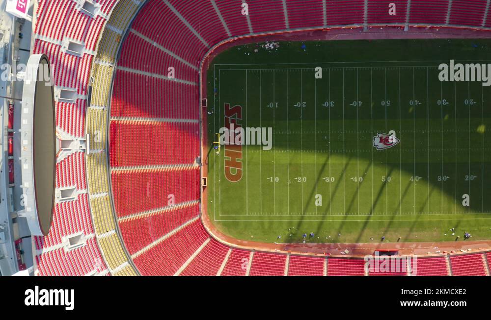 Birds Eye Top Down View of the Kansas City Chiefs Football Stadium ...