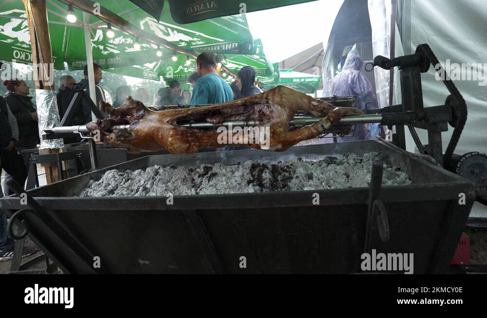 Pig cooking over open fire traditional cuisine Stock Videos & Footage ...