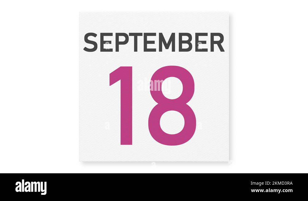 September 19 date behind crumpled paper page of a calendar, 3d ...