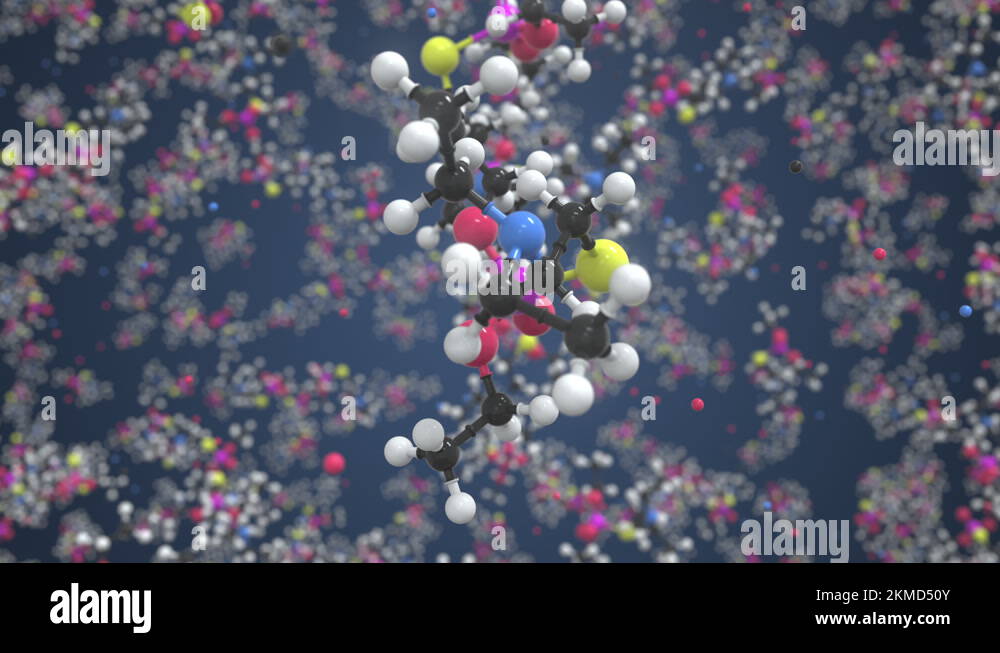 Molecule of amiton, conceptual molecular model. Conceptual looping 3d ...