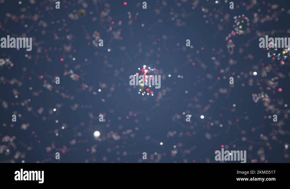 Amoxicillin molecule. Conceptual molecular model. Chemical looping 3d ...