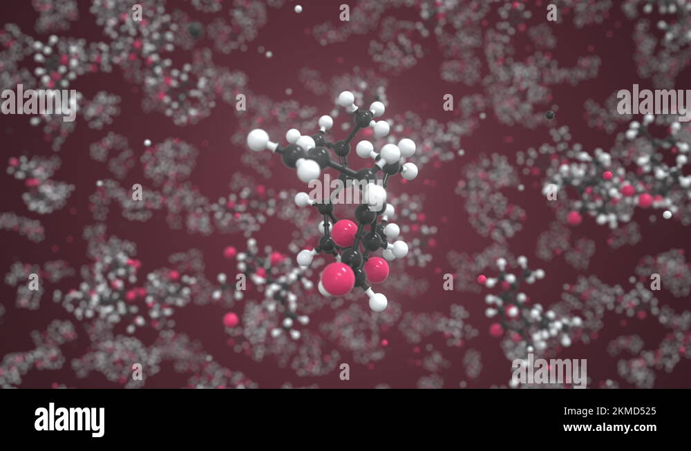 Allethrin molecule. Conceptual molecular model. Chemical looping 3d ...
