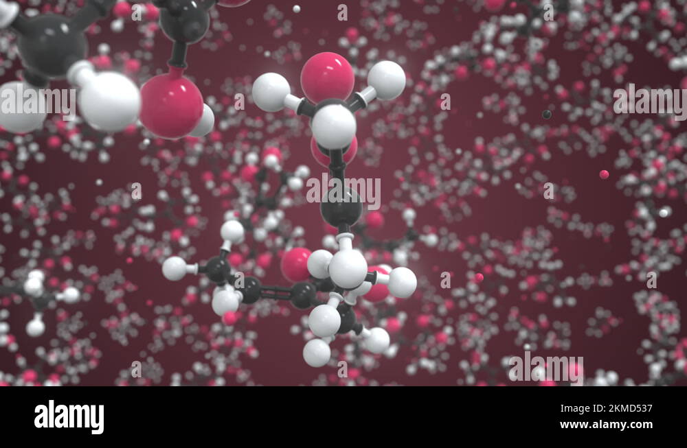 Molecule of angelic acid, conceptual molecular model. Conceptual ...